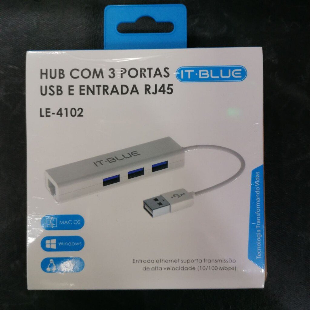 HUB COM 3 PORTAS UBS/RJ45 IT-BLUE LE4102 – fei eletronico